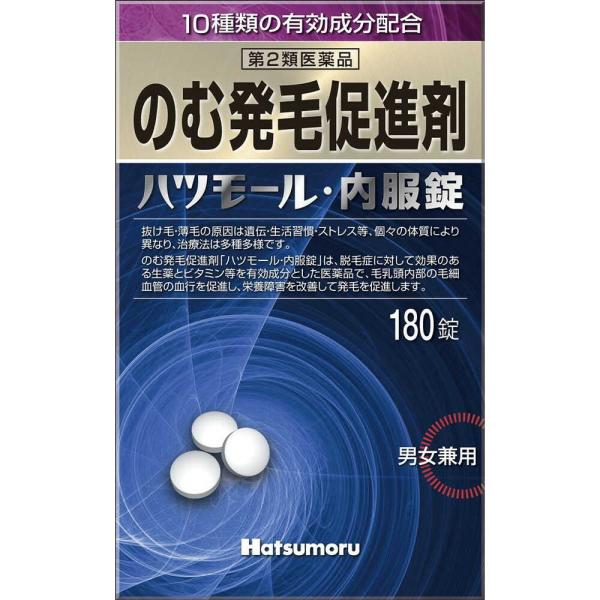 生薬とビタミン等をバランスよく配合し、体内から発毛を促進します。脱毛症に対して効果のある生薬とビタミン等を有効成分とした医薬品で、毛乳頭内部の血行を促進し、栄養障害を改善して体内から毛根部の障害を正常な状態によみがえらせることで発毛を促進します。