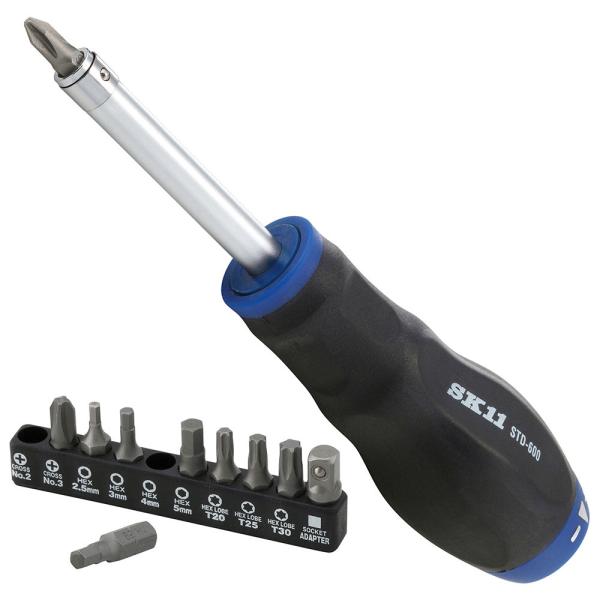 小さなトルク管理が可能なドライバータイプのトルクレンチです。ネジ・ボルトの締付けトルク値の測定作業。設定トルクに達すると空転してオーバートルクを防止します。設定範囲で必要となるビットを10本セットしてます。●測定範囲：1〜6N・m。●測定精...