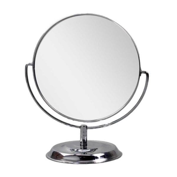 表は普通の鏡、裏返すと2倍の拡大鏡です。インテリアの一部としても活躍する長く愛され続けるデザインのスタンドミラーです。鏡,ミラー,化粧,メイク,インテリア,拡大鏡,卓上