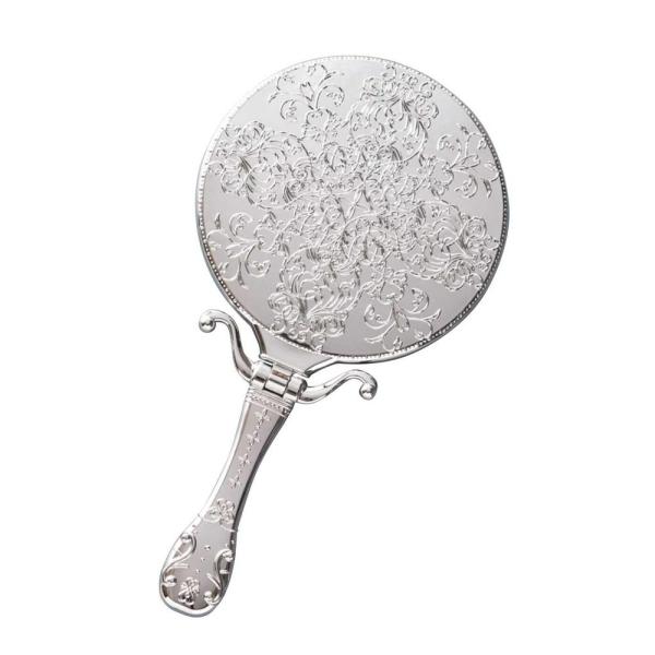 姫系キラキラがかわいいハンドミラーアンティークな装飾柄は手鏡の定番。持ち手の部分を折ればスタンドミラーにもなります。鏡,ミラー,化粧,メイク,インテリア,ハンド,姫系,キラキラ