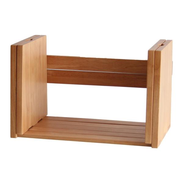 収納サイズに応じて横幅を調整できるため、スッキリと収納でき、デスク上の卓上本棚としても便利です。本の数に合わせて幅を縮めることで、作業スペースを広く確保することができます。