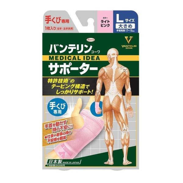 特許技術のテーピング構造でしっかりサポート！右手・左手共用。サポーター バンテリン