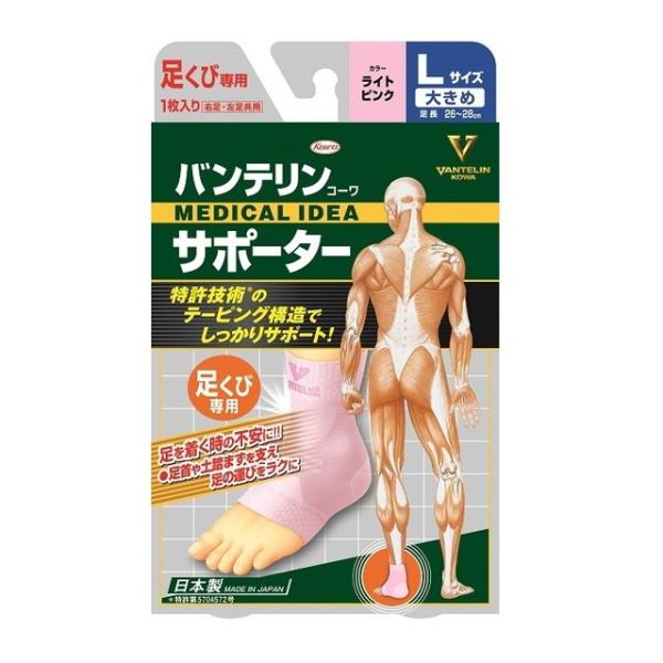 特許技術のテーピング構造でしっかりサポート！右足・左足共用。サポーター バンテリン