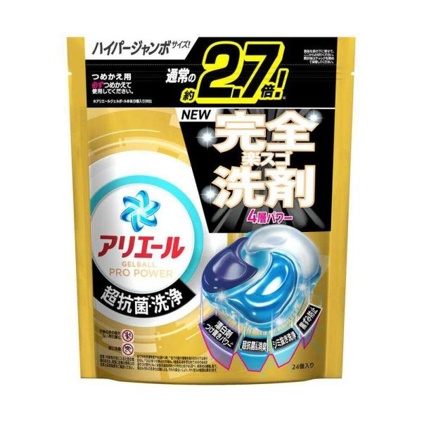 漂白剤つけ置きパワーin＊の「完全楽スゴ洗剤」ジェルボール。・30分漂白剤つけ置きと同じ洗浄・消臭力＊・時間がたったシミ汚れもきれい・抗菌成分約2倍＊＊洗濯槽のカビ防止・洗濯槽クリーナーなしでカビ対策OK＊2023年11月時点の市場No.1...