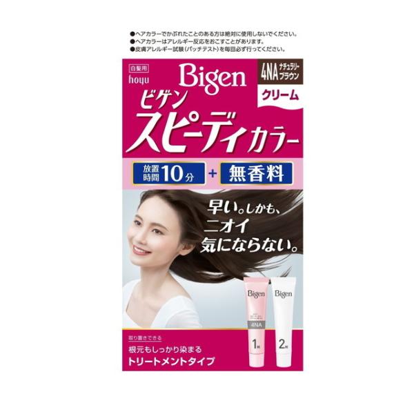 ・ツンとしにくい、無香料タイプ。・放置時間わずか１０分の早染めタイプ。・トリートメントタイプでしっとりしなやかな染めあがり。・生え際・分け目もしっかり染まるクリームタイプ。