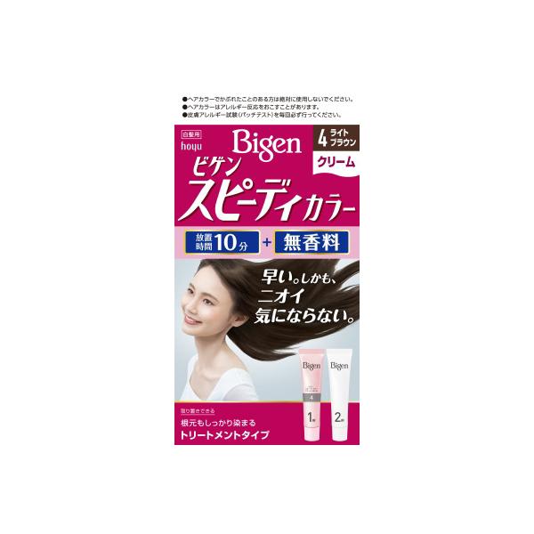 ●ツンとしにくい、無香料タイプ。●放置時間わずか１０分の早染めタイプ。●トリートメントタイプでしっとりしなやかな染めあがり。●生え際・分け目もしっかり染まるクリームタイプ。
