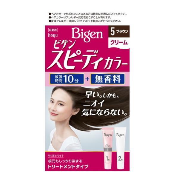 ・ツンとしにくい、無香料タイプ。・放置時間わずか１０分の早染めタイプ。・トリートメントタイプでしっとりしなやかな染めあがり。・生え際・分け目もしっかり染まるクリームタイプ。