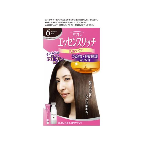 うるおい毛髪保護成分配合※（※杏由来のパーシック油、大豆たんぱく水解物）。やさしいフローラルの香り。ツンとしたイヤなにおいがありません。全体染めに適した乳液タイプ。