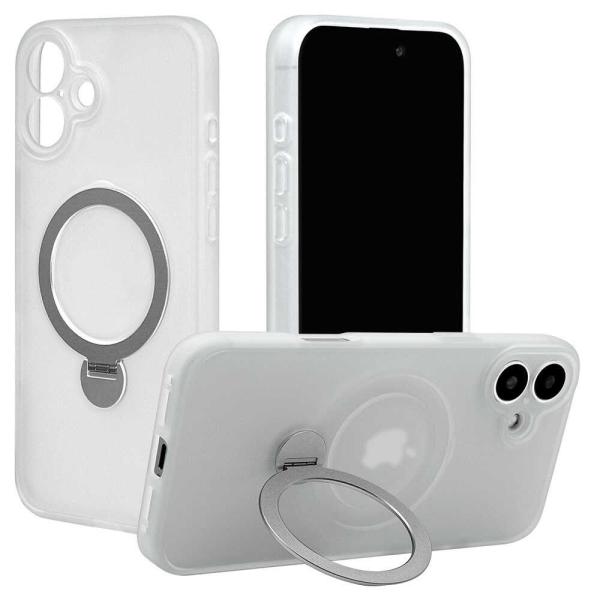 本製品はMagSafeアクセサリをケースの上から固定できる、落下防止やスタンドにもなるリングが付いた、ハイブリッドケースです。指が通せて操作安心、120度開閉＆360度回転でお好みの角度に調整可能な、MagSafe対応リング付き。使用しない...