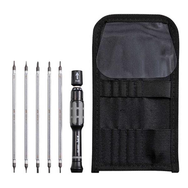 回転・伸縮、無段階で使いやすく作業性UPします。電子機器等に使用されている、精密小ねじの締め・緩めに。ハンドルのラチェット機構は無段タイプで、回転方向は、締め・緩め・固定への切り替えが可能です。ビットの伸縮が無段階に調整可能です(最短25m...