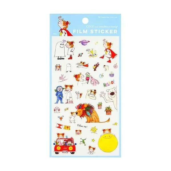 ココちゃんの手描きしたように紙なじむマットなフィルム素材のステッカー。何度でも貼ってはがせます。手帳や日記をより楽しく盛り上げてくれます♪手帳のマス目にも貼りやすい大きさです。■台紙サイズ：約187×92mm■主素材：PET■日本製