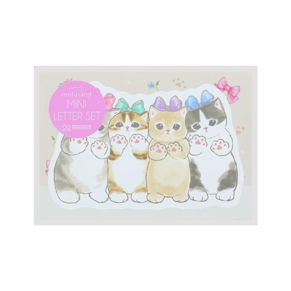 大人気「mofusand（モフサンド）」のステーショナリートータル第9弾。りぼんをつけたキュートなにゃんこたちが登場するラブリーなデザイン♪猫ならではの愛らしいポーズやシーンがいっぱい！ダイカットの便箋がかわいいミニレターセットです。プレゼ...