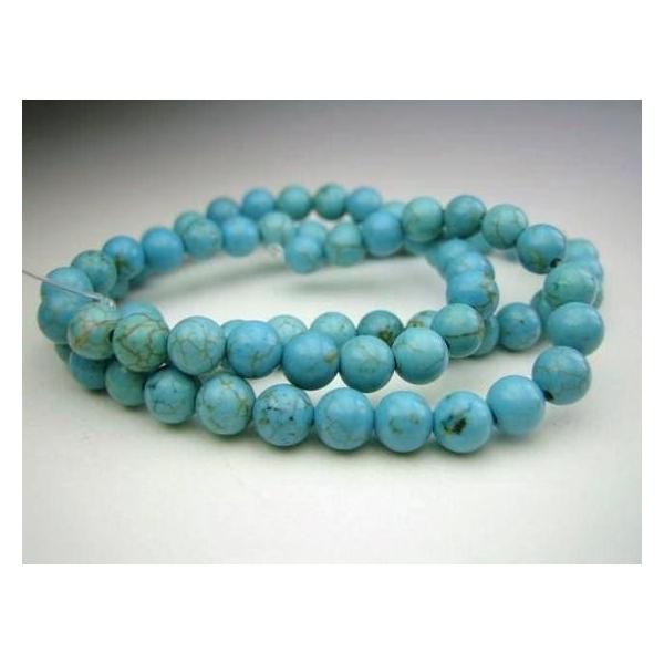【連売り商品】マグネサイトターコイズ☆商品情報☆石サイズ：Φ6±0.2mm粒数：約74粒全長：約40cm※形状やサイズのばらつき、表面や穴周りにキズや凹み等があります。粒数はあくまで目安です。多少の誤差がありますのでご了承ください。また、色...