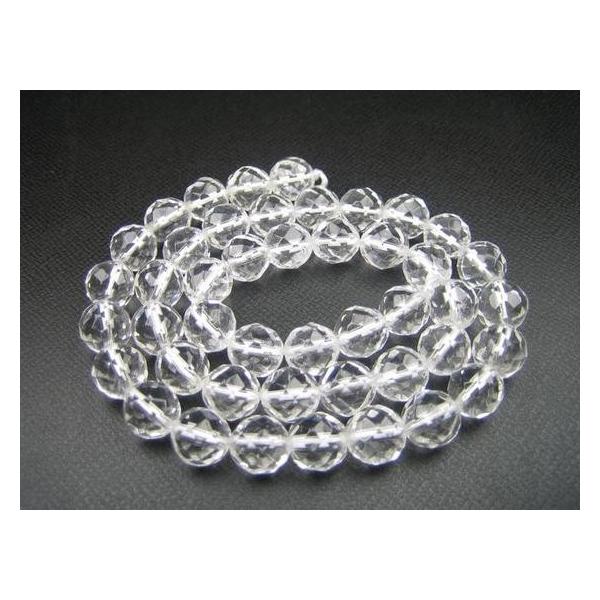 【連売り商品】水晶☆商品情報☆石サイズ：Φ8±0.2mm穴サイズ：約Φ1mm粒数：約46粒全長：約38cm原産地：ブラジル※形状やサイズのばらつき、表面や穴周りのキズや凹み、粒数の誤差等があります。また、クラックやインクルージョン等が含まれ...