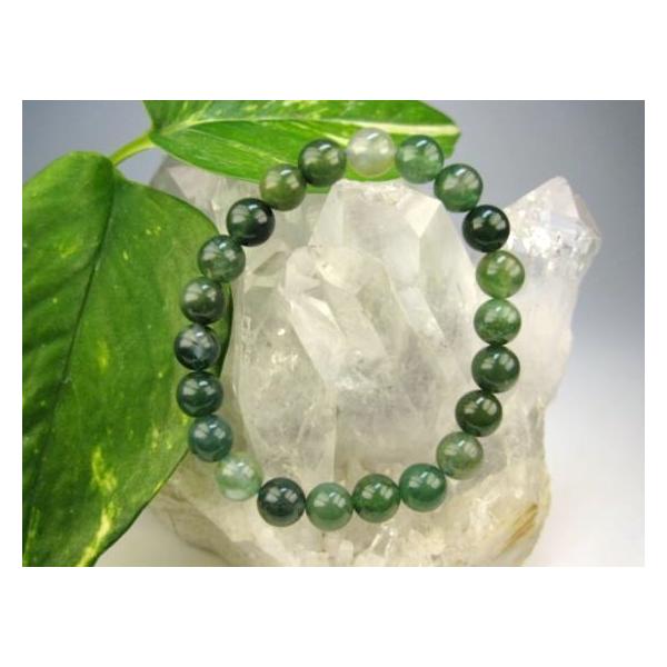 【均一ブレスレット】モスアゲート☆商品情報☆石サイズ：Φ8.2±0.2mm粒数：22粒手首周り：約16.5cm原産地：ブラジル※現在の在庫につきまして、形状が丸くないものが多く含まれる商品となっております。また表面にキズやヒビがかなり目立ち...