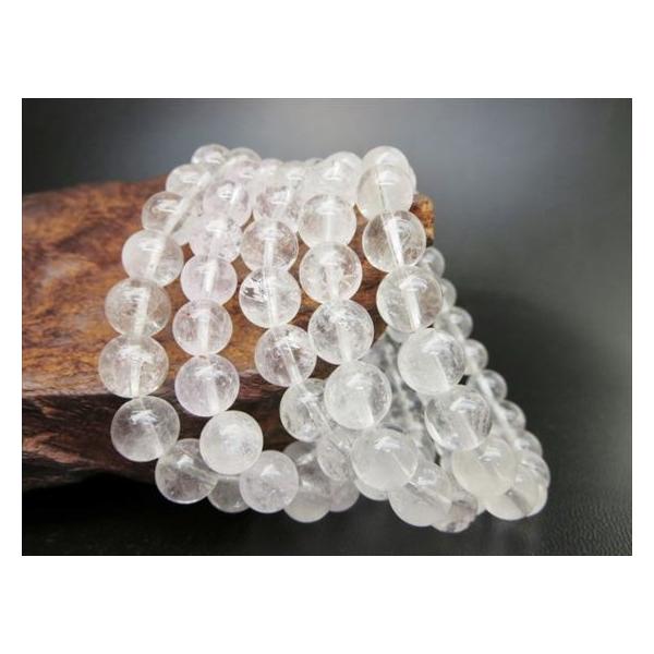【ブレスレット】ヒマラヤ水晶☆商品情報☆石サイズ：Φ9-9.8mm　粒数：約19-21粒手首サイズ：約16.5cm原産地：ヒマラヤ(ネパール、マニカラン混合)※シリコンゴム使用※鉱物入りや薄いアメシスティンクォーツが混じります。(画像4枚目...