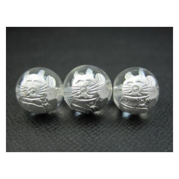 【粒売り：招き猫】水晶☆商品情報☆【1】石サイズ：Φ10±0.2mm穴サイズ：Φ1.2±0.2mm【2】石サイズ：Φ12±0.2mm穴サイズ：Φ1.2±0.2mm※形状やサイズのばらつき、表面や穴周りにキズや凹み等があります。彫りやペイント...