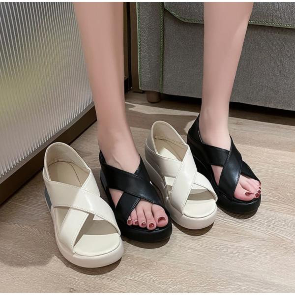 素材：PU他生産国：中国サイズ：足の長さ/前側足幅ソール厚さ：7cm☆メーカーによるアドバイス外反母趾、親指よりも人差し指が長い方、横幅・甲高の方は通常よりも1cm-2cm大きめのサイズ推奨