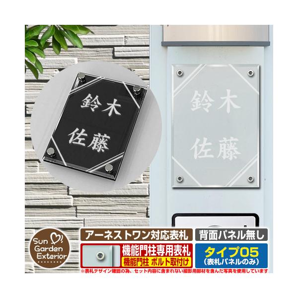 アクリル表札 ネームプレート Anesta アネスタ Type05 背面パネル無し【100×140mm】 サイズ 表札パネル：W100×H140×T5mm 仕様 取付場所（飯田産業 アーネストワン適合表札） デザイン：10種（文字数やデザイ...