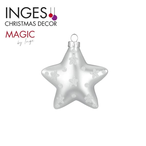 クリスマスムードを上品に演出するスターモチーフオーナメントです。清楚で落ち着きのある印象を与えてくれる淡いマットシルバーで、ツリーを大人っぽくエレガントな雰囲気に仕上げてくれます。スノーフレーク部分にはラメ装飾が施されていて、見る角度によっ...