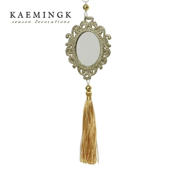 アンティーク調の雰囲気がたまらなくおしゃれな楕円型のタッセルミラーオーナメントです。KEAMING,カイミング,オランダ直輸入,クリスマスツリー飾り付け,クリスマス雑貨,ツリー飾り付け,飾り,クリスマスledイルミネーション,クリスマス雑貨...
