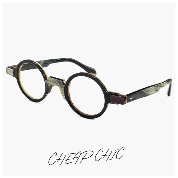 【商品名】小ぶり 個性的 メガネ cc5017 BK2 CHEAP CHIC 眼鏡 メンズ レディース ユニセックス モデル 小さめ ラウンド 型 フレーム ブラック 黒ぶち 黒縁 丸眼鏡 丸メガネ【カラー】ブラック※マーブルカラー部分は模...