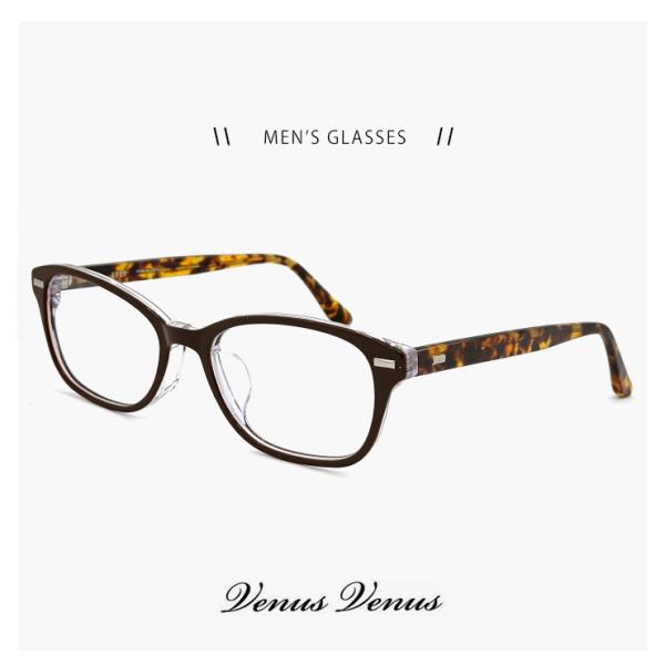 【商品名】メンズ メガネ 1295-6 [ レンズ込み 度付き・伊達メガネ・度あり 老眼鏡として 対応可能 ] 眼鏡 ウェリントン 型 フレーム UVカット 男性用 モデル venus×2【付属】ケースレンズクロス【カラー】フロント：ダーク...