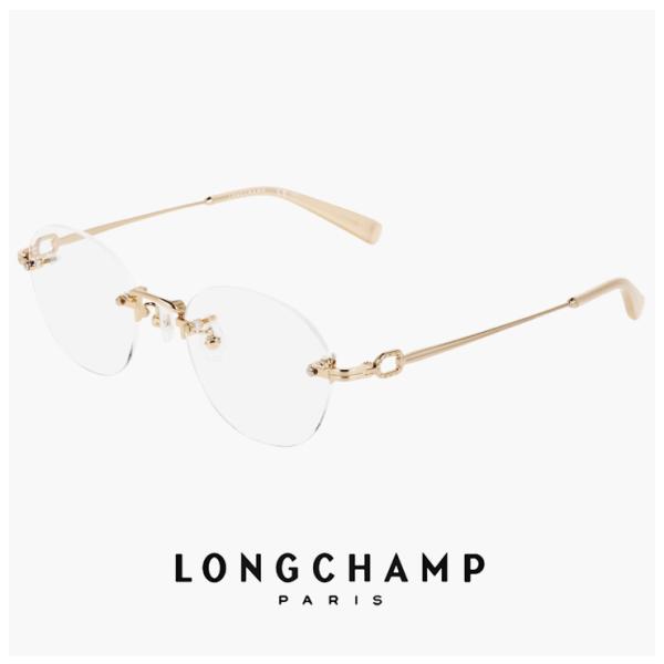 【商品名】レディース ロンシャン メガネ lo2541lbj n 714 49mm longchamp 眼鏡 かわいい おしゃれ 軽量 チタン フレーム ツーポイント リムレス 枠なし フレームレス ふちなし 丸メガネ ゴールド カラー【付...