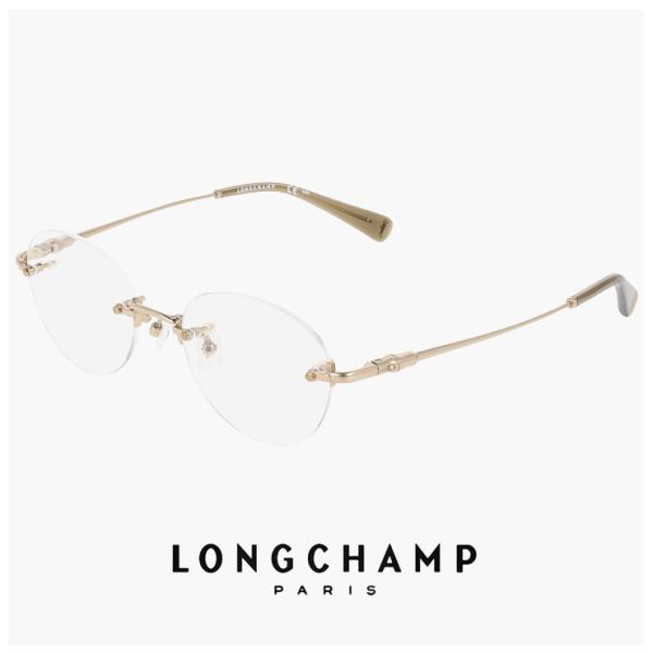 【商品名】レディース ロンシャン メガネ lo2552lbj-714 48mm longchamp 眼鏡 かわいい おしゃれ 軽量 チタン フレーム ツーポイント リムレス 枠なし フレームレス ふちなし 丸メガネ ゴールド カラー【付属】...