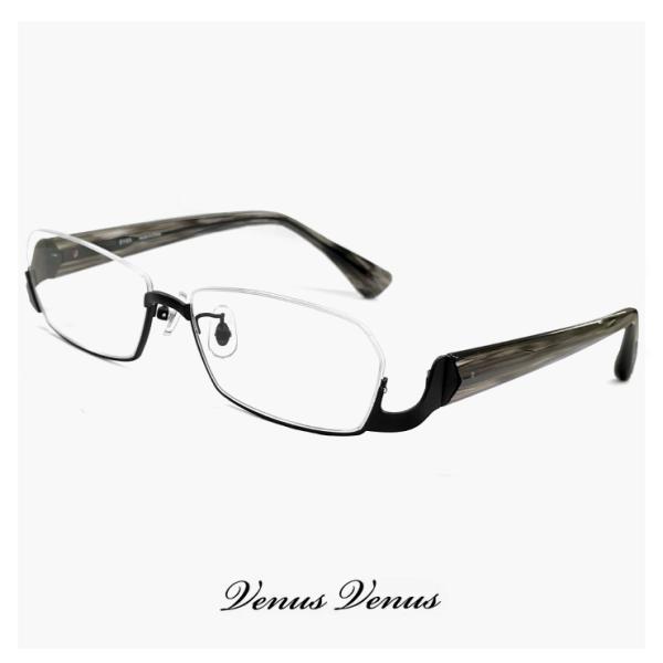 【商品名】メガネ 2483-1 メンズ レディース ユニセックス モデル 眼鏡 アンダーリム ナイロール フレーム おしゃれ おすすめ venus×2 黒縁 黒ぶち【付属】ケース、クロス【カラー】マットブラック × クリアスモーク【サイズ】...