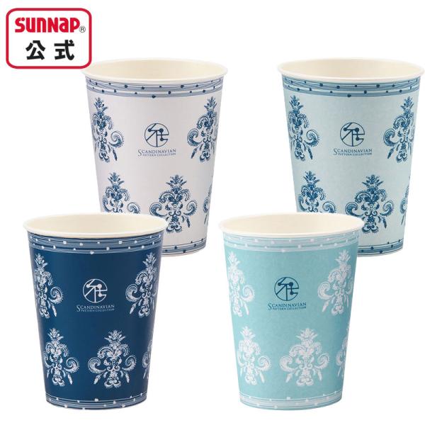 容　量：275ml 9ozサイズ：口径76.8mm×高さ92.3mm×底径52.6mm入　数：100個入4柄アソート生産国：日本材　質：バージンパルプ