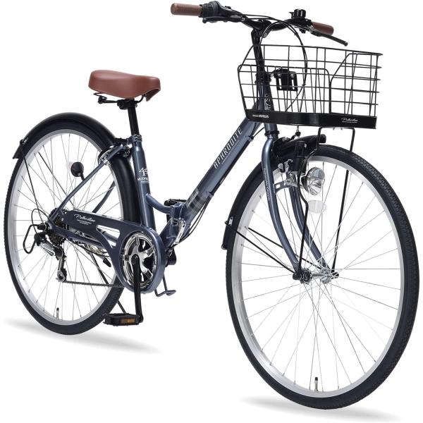 折畳もできるシティサイクル!2.25mm肉厚チューブで耐パンク性280%アップ!信頼のシマノ製6段ギアで快適走行!負荷が少なく明るいLEDダイナモライト!カジュアルに磨きをかけた乗りやすいV型フレーム!本体サイズ(mm)H970〜1020×...