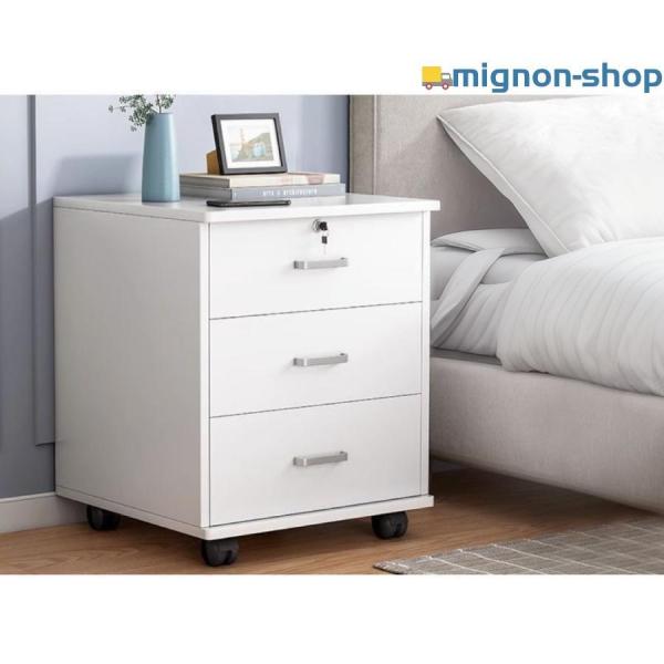 デスクワゴン サイドワゴン オフィスワゴン サイドチェスト 3段 キャビネット 木製 鍵付き デスク下収納 デスク ワゴン チェスト サイド ワゴン キャスター付き