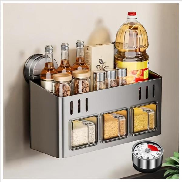 【タイマー一体型スパイスラック】 機械式タイマーを内蔵し、料理やベーキングの際に正確な時間管理をサポート。忙しいキッチン作業でも安心して使えます。【高耐久・炭素鋼構造】 防水・防錆加工を施した高品質な炭素鋼を使用。最大9kgまで耐え、湿気の...