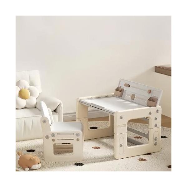 キッズデスク チェアセット お絵描き机 ブロックデスク 高さ調整 天板角度調整 子供机セット キッズチェア 収納ケース ブックスタンド ペン立て 子供用デスク爆買