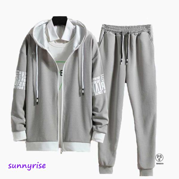 セットアップメンズスエット上下セット大きいサイズパーカー長袖上下セットジャージスポーツウェア春秋服商品詳細素材：ポリエステル90%セット：長袖パーカー＆ロングパンツ２点セット季節：春秋冬カラー：ホワイトパーカー＆ブラックパンツ、黒２点セット...