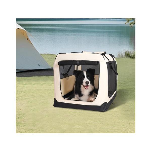 ポータブルケージ Lサイズ大型犬の車移動に便利なポータブルケージ折りたたみタイプで、持ち運びに便利な取っ手付き丈夫なオックスフォードとメッシュ生地中の様子をすぐに確認できるから安心です。出入口と上部のメッシュはファスナー式で、ロールアップし...