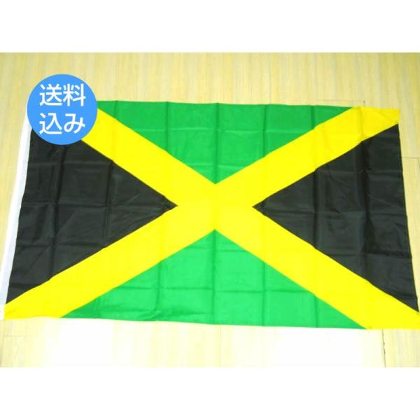 ジャマイカ国旗 大型フラッグです。お部屋のインテリアやイベントなどに。4号サイズ（約154cm X 90cm）ナイロンのような素材です。インクによるスレがある場合がございます。