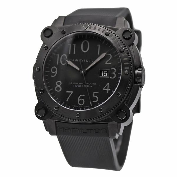 商品名：HAMILTON　Khaki Navy BelowZero 1000M Auto型番：H78585333素材：ステンレス（ブラックPVD加工）／サファイアガラス／ラバームーブメント：自動巻　振動数 28800振動　片振り 0.0ms...
