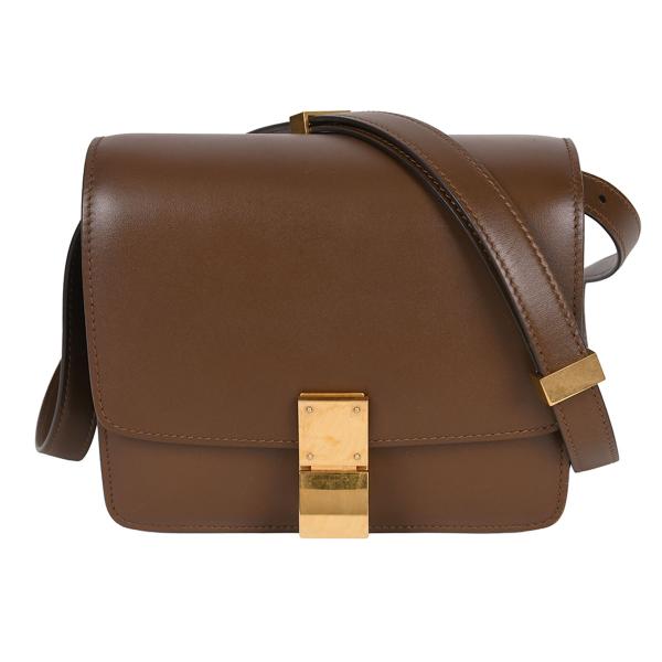 商品名 CELINE クラシックボックス スモール ショルダーバッグ型番 189183素材 レザーカラー ブラウン（茶）/ゴールド金具仕様 【開閉】ロック金具【内部】ファスナーポケット×1　コンパートメント×3サイズ 約W16.5cm×H1...