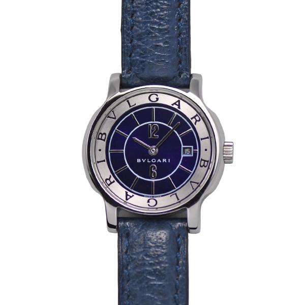 商品名：BVLGARI　Solo Tempo型番：ST29S素材：ステンレススチール／サファイアガラス／レザームーブメント：クォーツ防水性能：日常生活防水文字盤色：ネイビー／シルバー仕様：2針　カレンダー機能（日付）サイズ：ケース直径：約2...