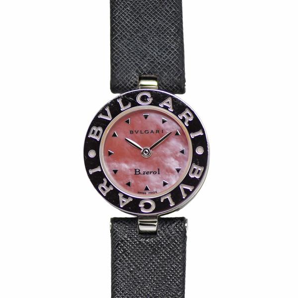 商品名：BVLGARI　B-zero1型番：BZ22S素材：ステンレススチール／サファイアガラス／レザームーブメント：クォーツ防水性能：日常生活防水文字盤：ピンクシェル仕様：リューズレスモデルサイズ：ケース直径：約22mm／腕周り長さ（最長...