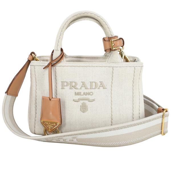 商品名 PRADA リネンブレンド ミニハンドバッグ ミニ カナパ型番 1BA038素材 リネンブレンド/レザーカラー ナチュラル仕様 【内部】ファスナーポケット×1 ポケット×1サイズ 約W22cm×H15cm×D13cm（公式サイト参照...