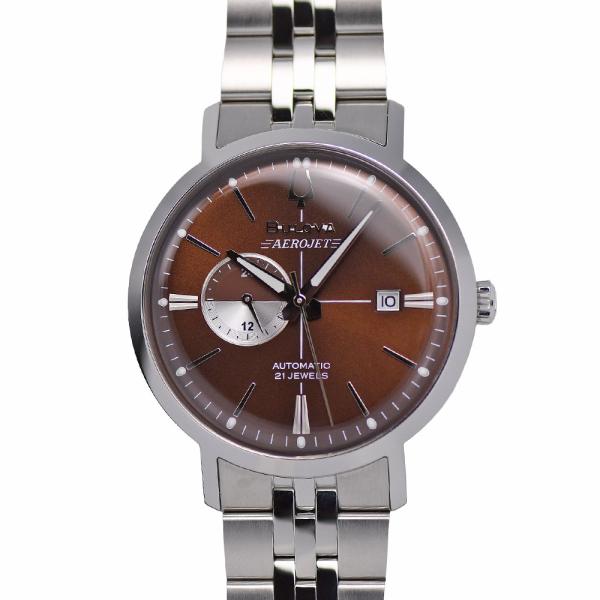 商品名：BULOVA　Classic Collection型番：96B375素材：ステンレススチール／ミネラルガラスムーブメント：自動巻　振動数 21600振動　片振り 0.0ms　平均日差 +5秒防水性能：日常生活防水文字盤色：ブラウン仕...