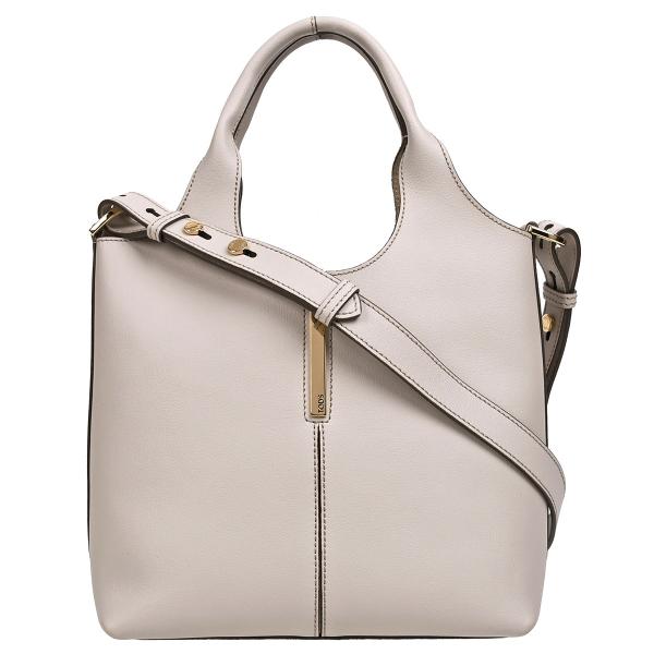 商品名：TOD'S　レザー ショッピング トートバッグ ミニ 2wayハンドバッグ ショルダーバッグ型番：XBWEBRF0100素材：レザーカラー：ベージュ系/ゴールド金具仕様：【開閉】フック金具式サイズ：約W22.0cm×H21.0cm×...