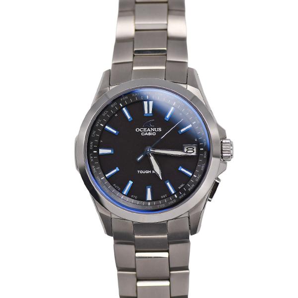 商品名：CASIO　OCEANUS 3 hands model型番：OCW-S100-1AJF素材：チタン／内面反射防止コーティングサファイアガラスムーブメント：タフソーラー電波防水性能：10気圧／100m防水文字盤色：ブラックサイズ：ケー...