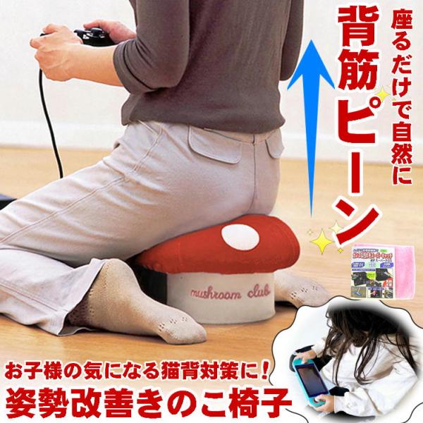かわいくて、座るだけで姿勢がよくなる！？「きのこ椅子」+お掃除クロスおまけ付でのお届になります。SMSでも話題騒然！大人気のきのこ椅子が再入荷◎良い姿勢を保ちやすい椅子です。座るだけで自然に骨盤が立ち正しい姿勢に。長時間の正座もラクラク快適...