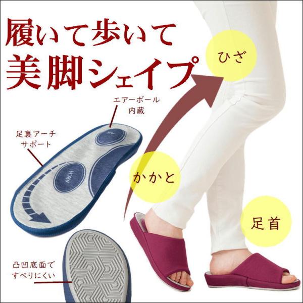 足 シェイプアップ ダイエット 衝撃吸収 室内履き 傾斜 ソール 内側 筋肉 鍛える エアーボール 内蔵 ひざ 足首 かかと 負担 軽減 足裏 アーチ サポート つま先 上がり つまずきにくい 軽量 洗えるスリッパに内蔵されたエアーボールが...