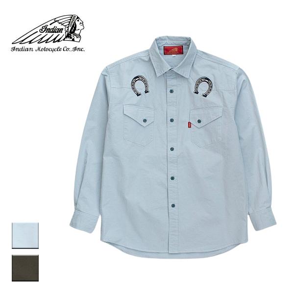 ブランドIndian / インディアン商品名Embroidery Western Shirt品番IS-739カラーOB (オールドブルー)DG (チャコール)素材COTTON 100% (コットンツイル)サイズ(cm)M) 着丈74 身幅5...