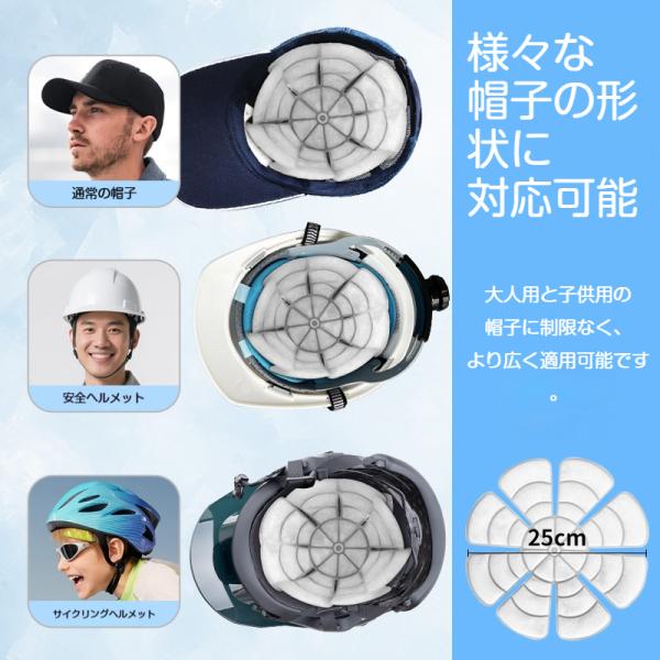 商品名：PCM 帽子用冷却パッドサイズ：直径約 25cm重量：約 110g外装素材：TPU充填素材：PCM 相変化素材対応：キャップ、ハット、各種ヘルメットなどおすすめポイント? 冷凍庫で冷やすだけで、手軽にクールダウン? 花びら型デザイン...